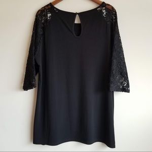 Belldini | Tops | Belldini Lace Sleeve Black Tunic 2x | Poshmark